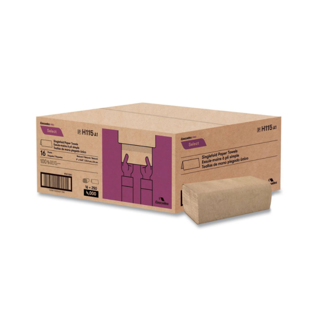 Papier à main brun pli simple - Cascades H115 | Aubut (9331)