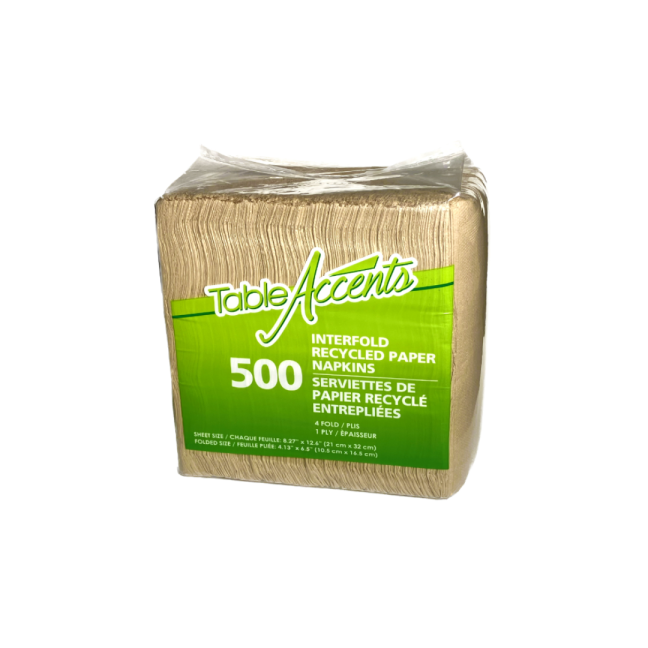Interfold recycled paper napkin 4.13x6.5in - Table Acc | Aubut (15137)