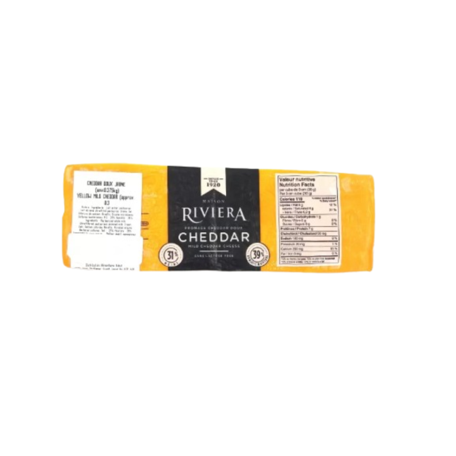 Mild yellow cheddar cheese [approx. 0.375kg] - Riviera | Aubut (161)