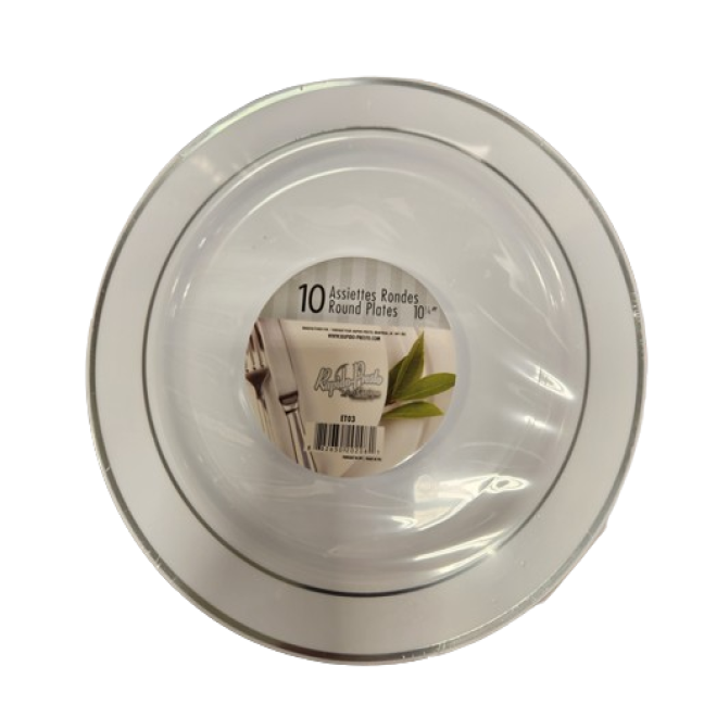 Round plate silver rim 7in 10.25in - Rapido Presto | Aubut (6946)