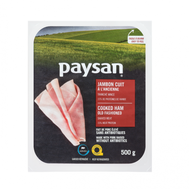 Jambon cuit tranché mince - Paysan | Aubut (1184)